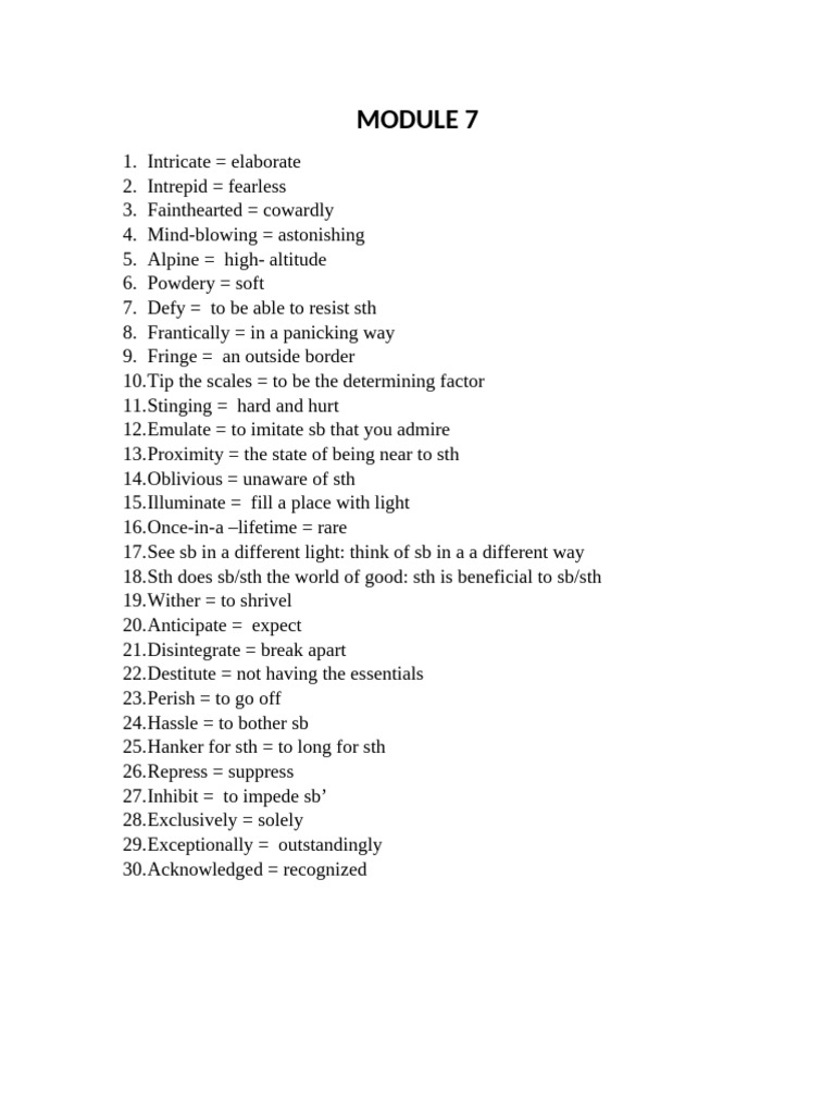 Vocab Module 7 | PDF