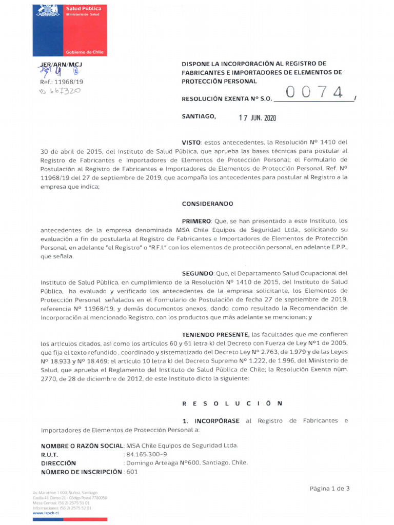 03 Safety Glasses ISP Chile 0074 Expires 20230617 ES | PDF