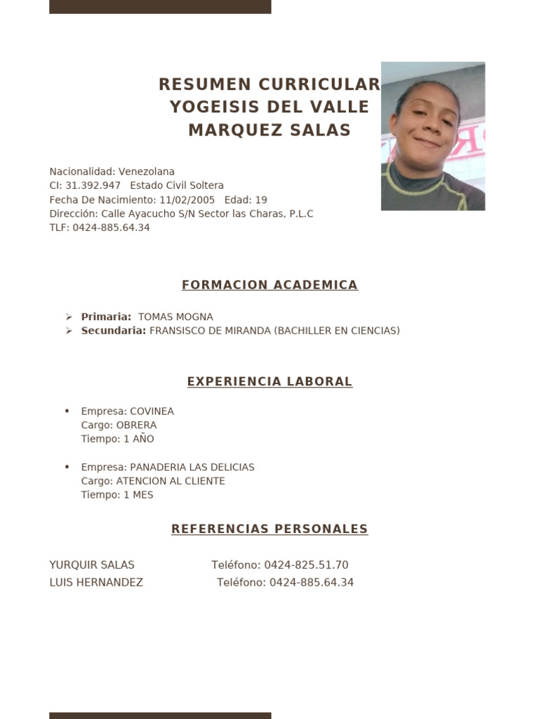 Currículum Yorgelis Salas | PDF