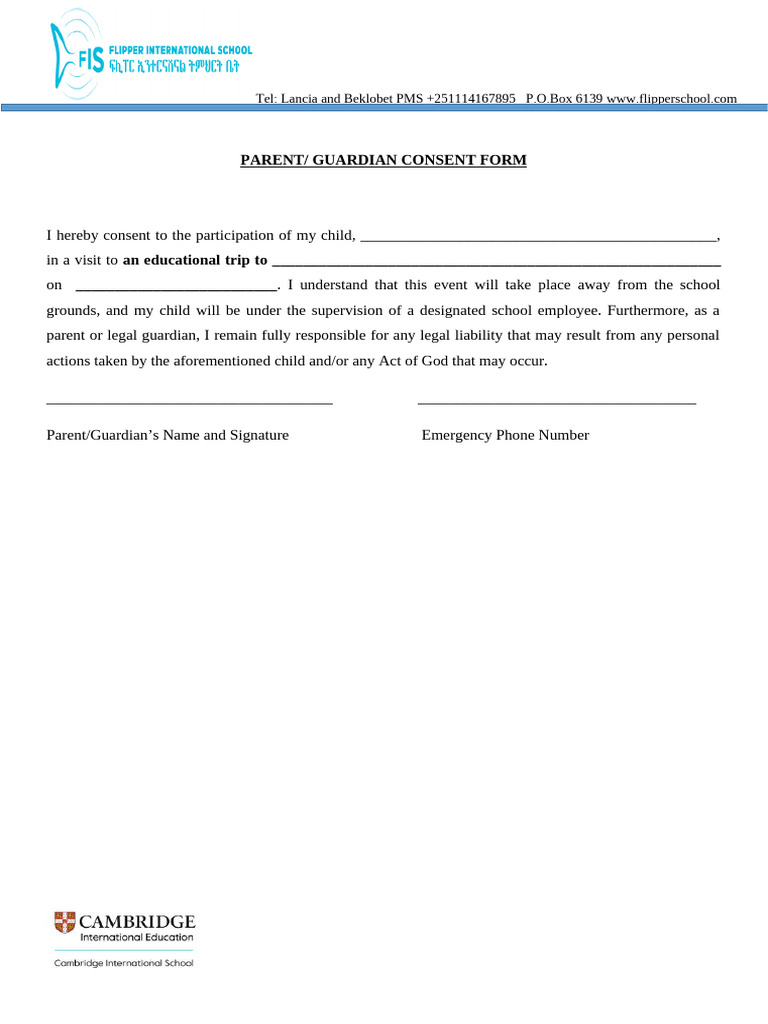 Field Trip Consent Form | PDF