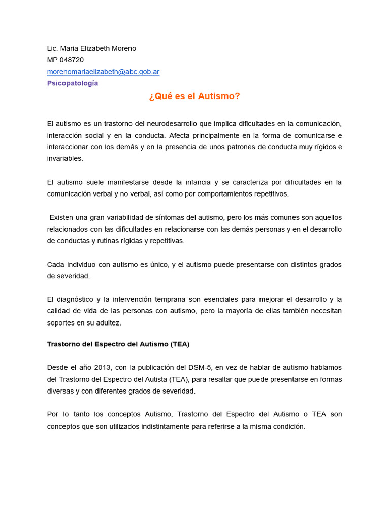 T5 Que Es El Autismo | PDF | Autismo | Conceptos psicologicos