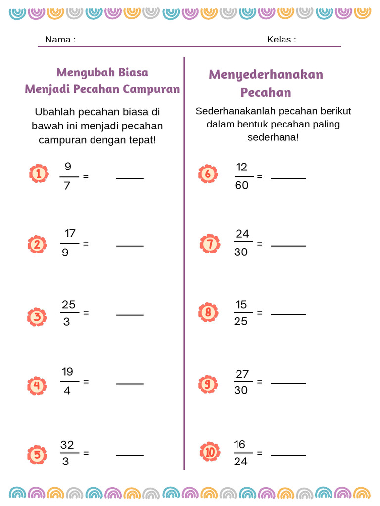 Mengubah Persen Menjadi Pecahan Desimal Lembar Kerja Ungu Sederharna - 20250605 - 220302 - 0000 ...