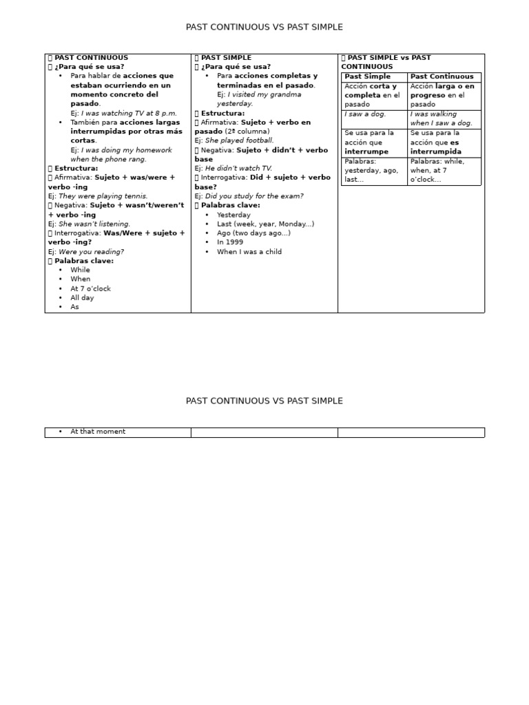 Past Continuous vs Past Simple Guide | PDF