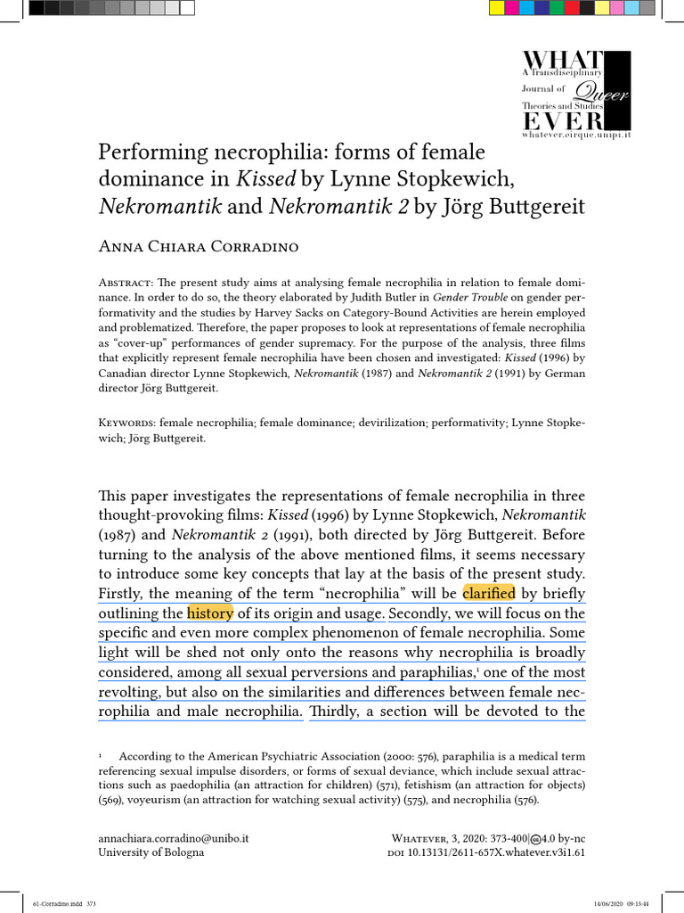 恋尸癖美文Performing necrophilia forms | PDF | Gender | Gender Studies