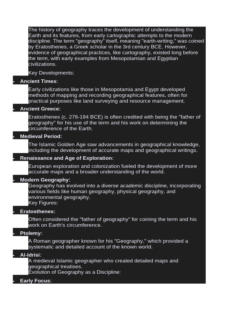 The history of geography | PDF | Geography | Liberal Arts Education