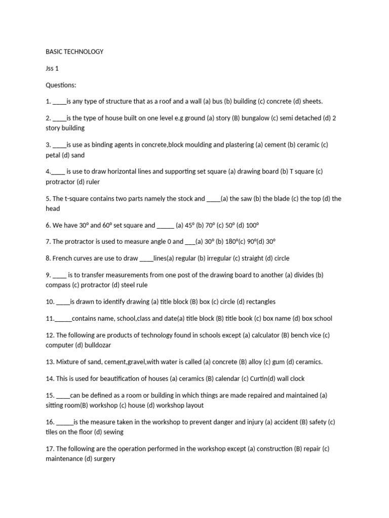 JSS 1 Basic Technology Term 2 Notes | PDF | Hardwood | Wood