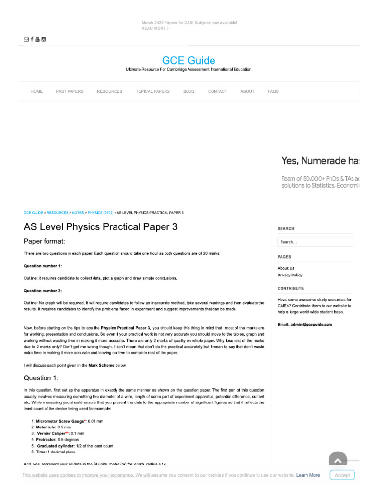 As Level Physics Practical Paper 3 | PDF