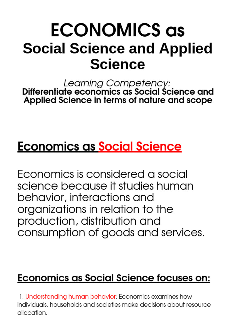 Economics: Social vs. Applied Science | PDF
