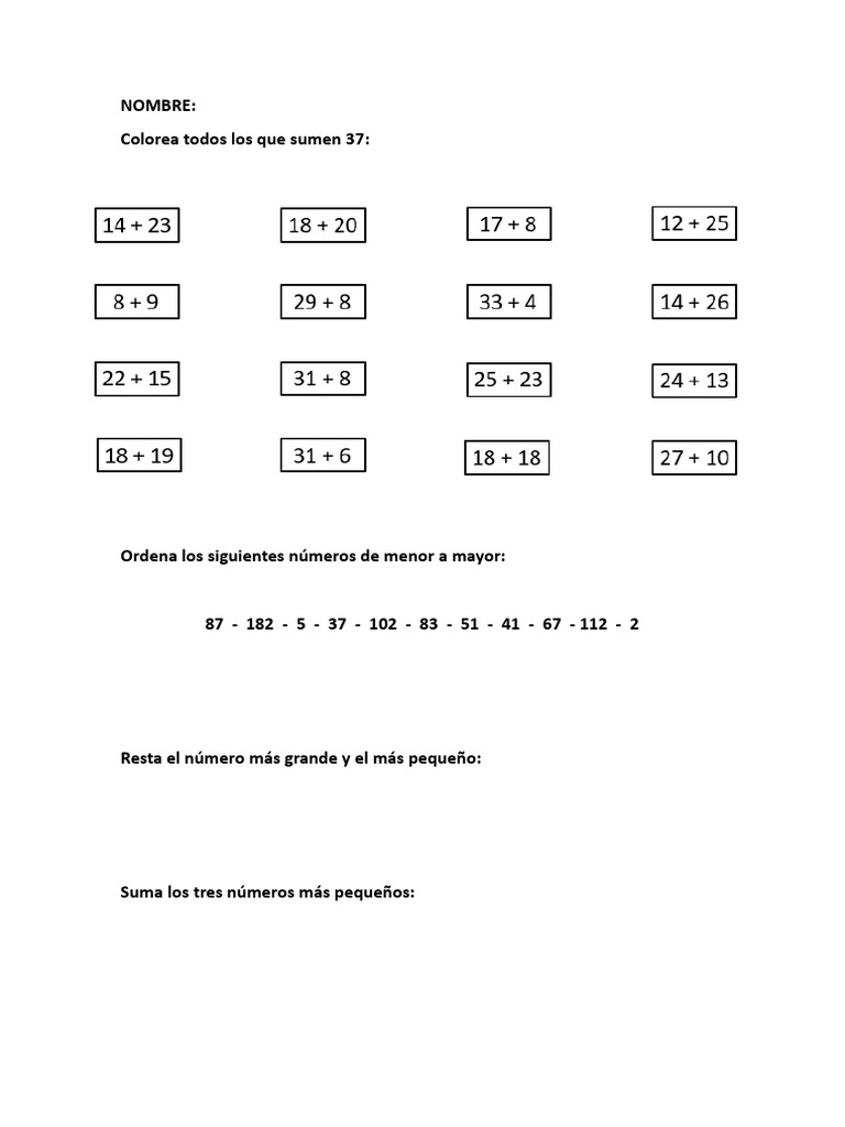 Ejercicio Con Números | PDF