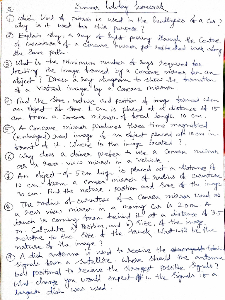 Class X Physics HHW | PDF