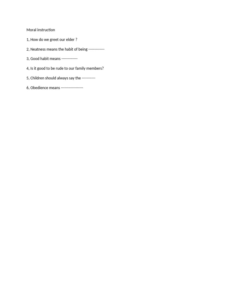 Moral Instruction Second Term KG 2 | PDF