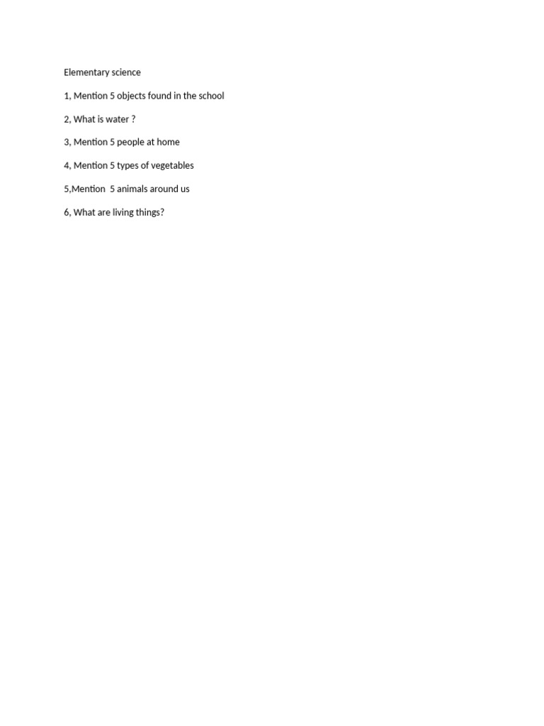 Elementary Science Second Term KG 2 | PDF