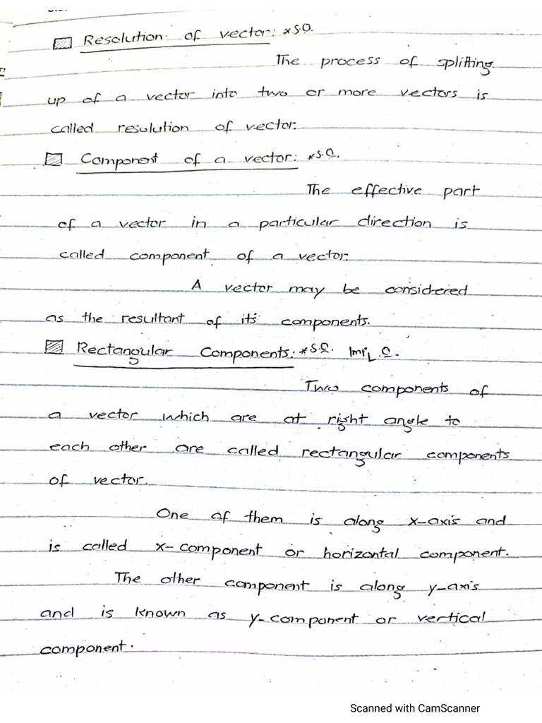 Rectangular Components of A Vector. | PDF