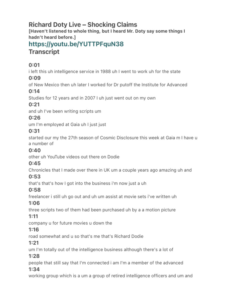 Richard Doty Live - Shocking Claims | PDF | Unidentified Flying Object ...