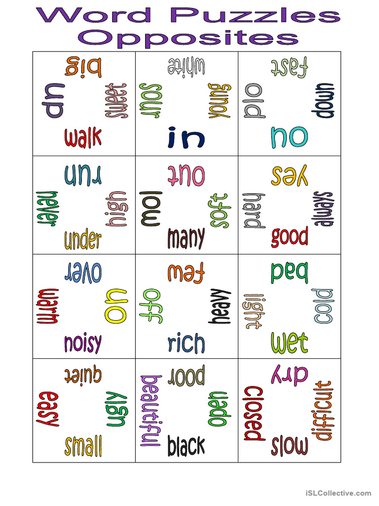 Word Puzzle - Opposites | PDF