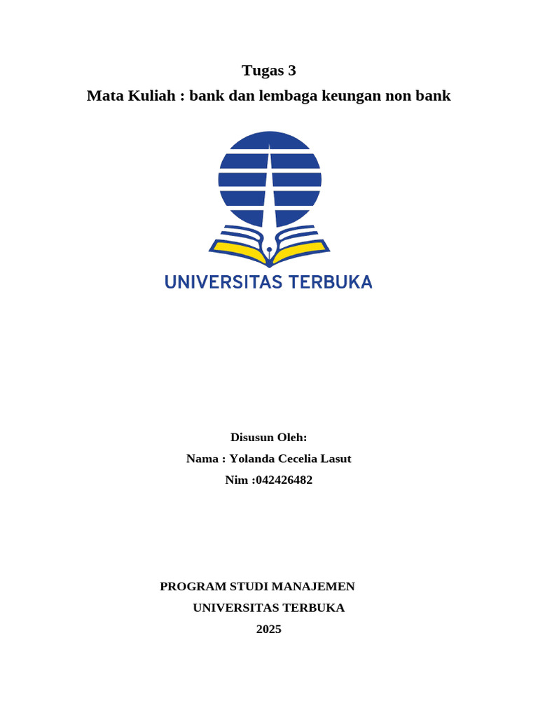Tugas 3 Yolanda Bank Dan Lembaga Keungan Non Bank | PDF