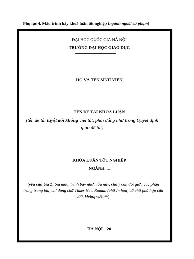 Mau Trinh Bay Khoa Luan Tot Nghiep | PDF