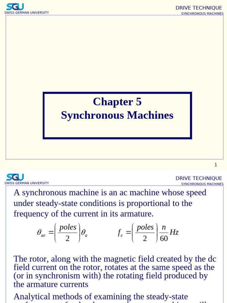 L5 - Synchronous Machines | PDF | Electric Motor | Electrodynamics
