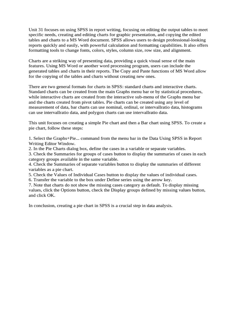 Unit 31 Focuses on Using SPSS in Report Writing | PDF