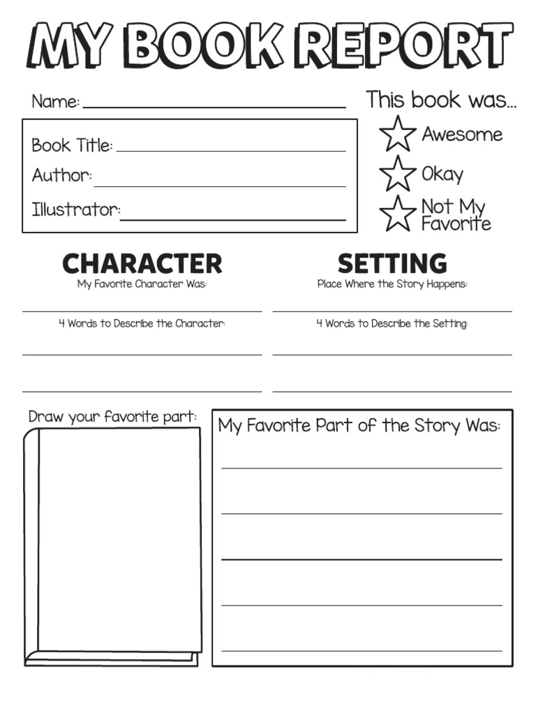 Book Report Template Grade 1 And 2 Pdf