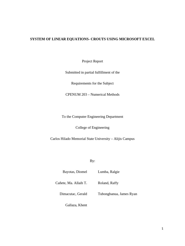 System of Linear Equations | PDF | Matrix (Mathematics) | Microsoft Excel