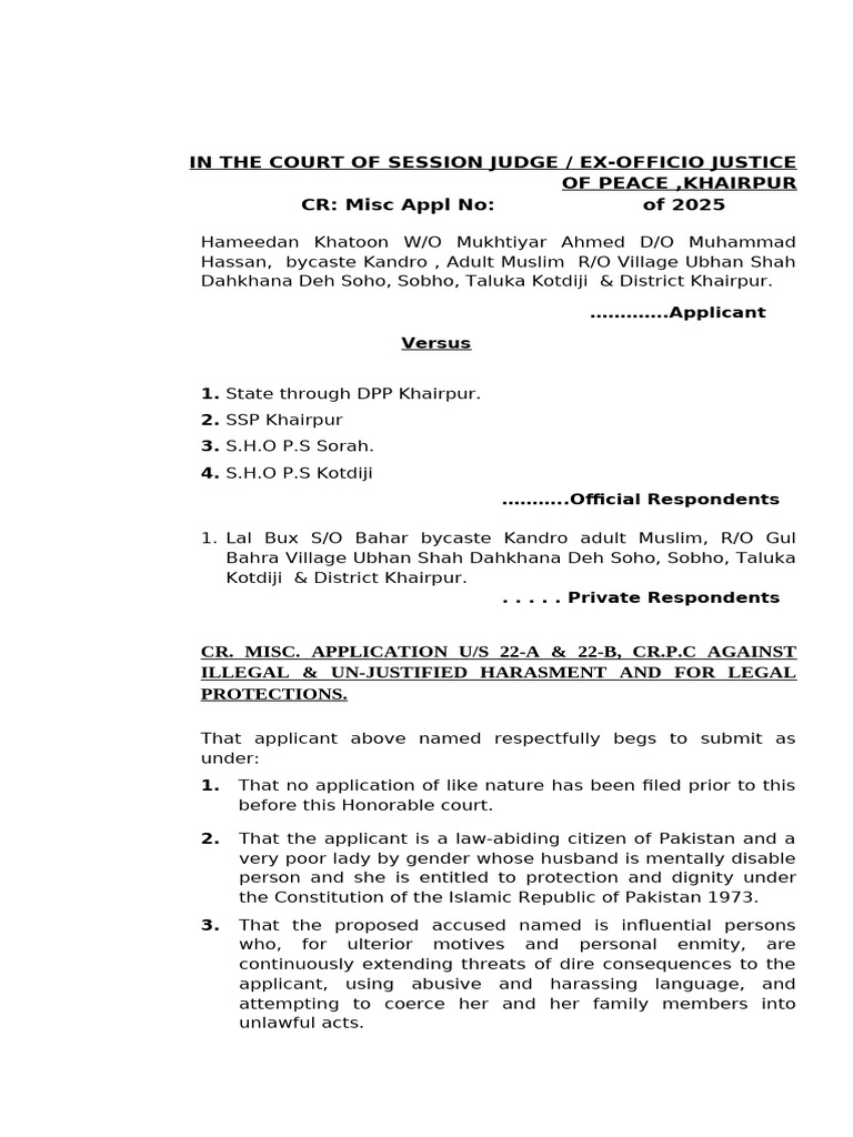 22A, 22B Harassment Application | PDF | Justice | Crime & Violence