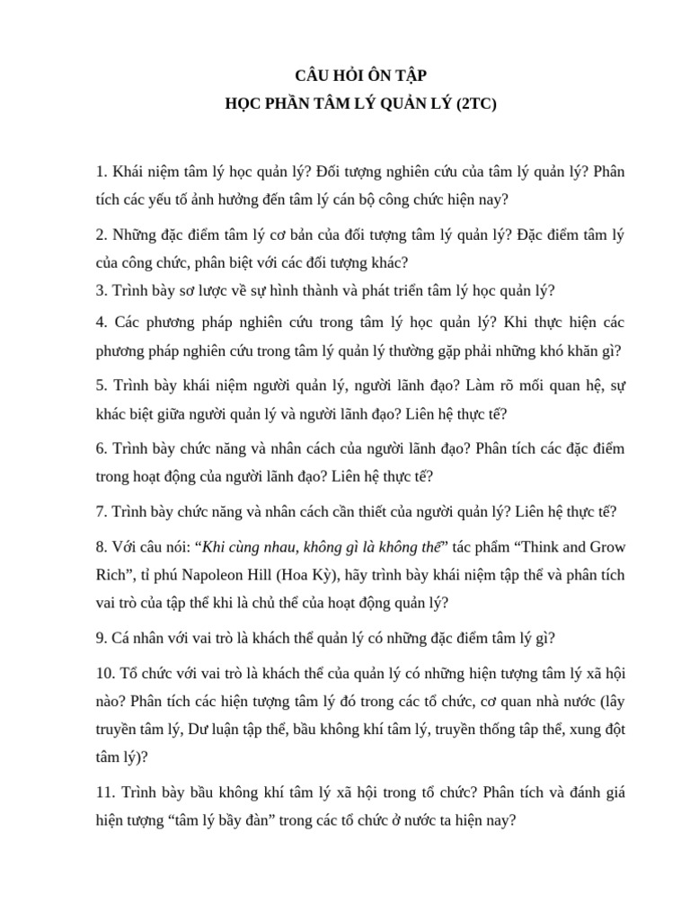 Thang - Cau Hoi On Tap | PDF