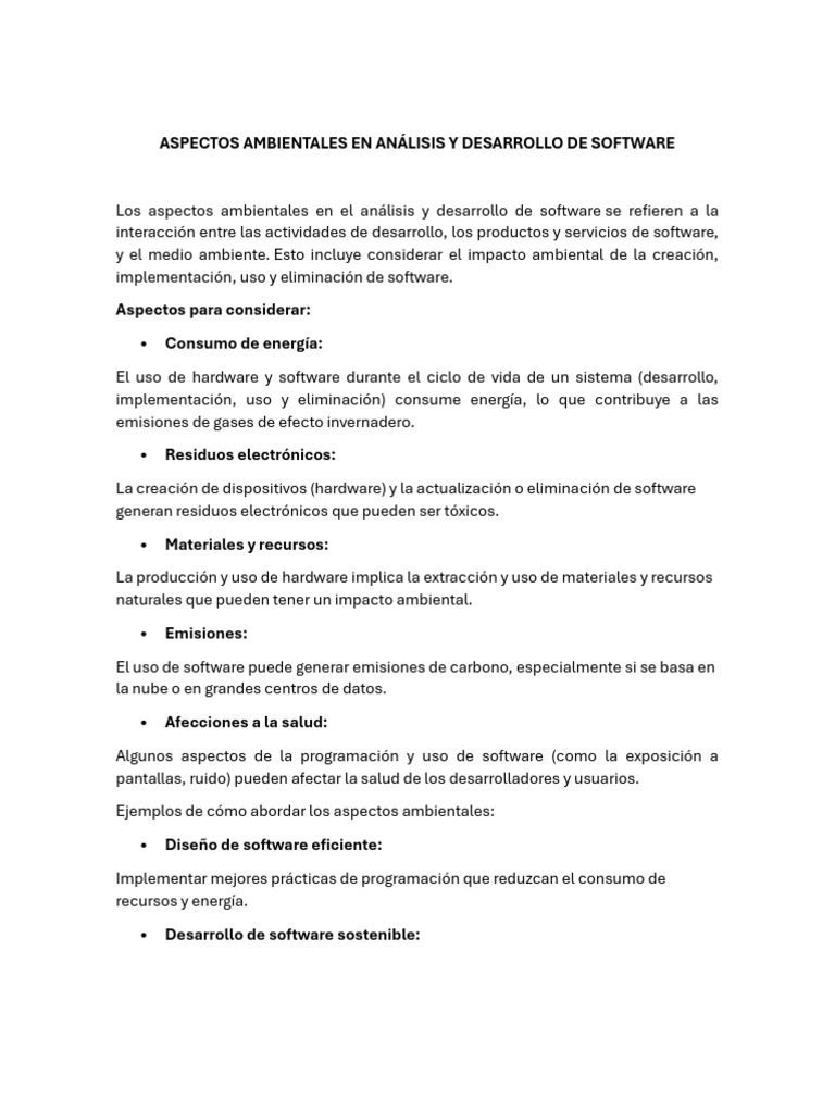 Aspectos Ambientales en ADSO | PDF | Sustentabilidad | Software