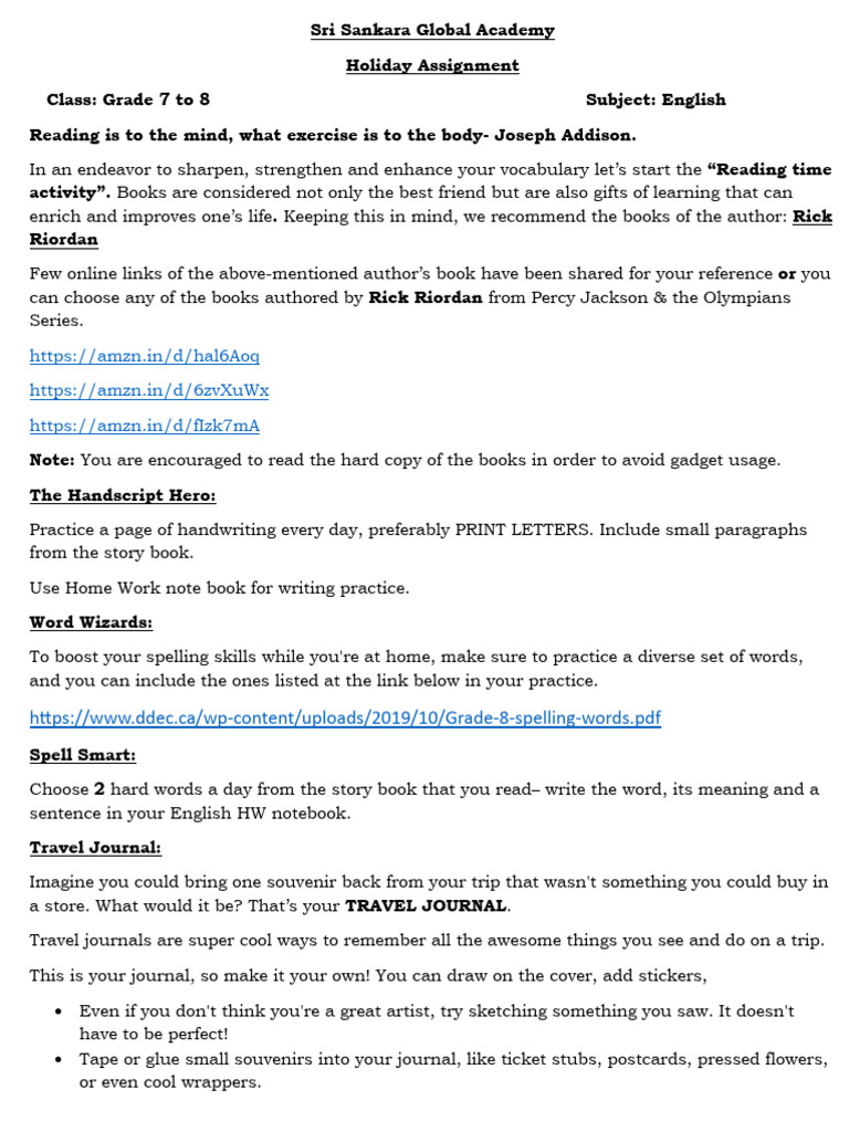 Grade 7 To 8 (Ict) Holiday Assignment | PDF
