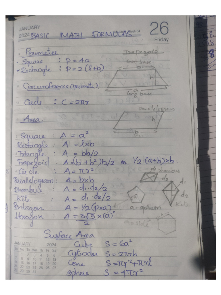 Basic Math Formulas | PDF