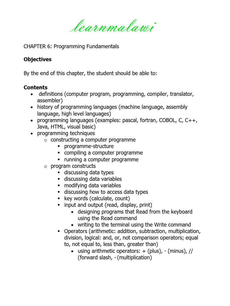 6 Programming Fundamentals (1) - 1 | PDF | Computer Program | Programming