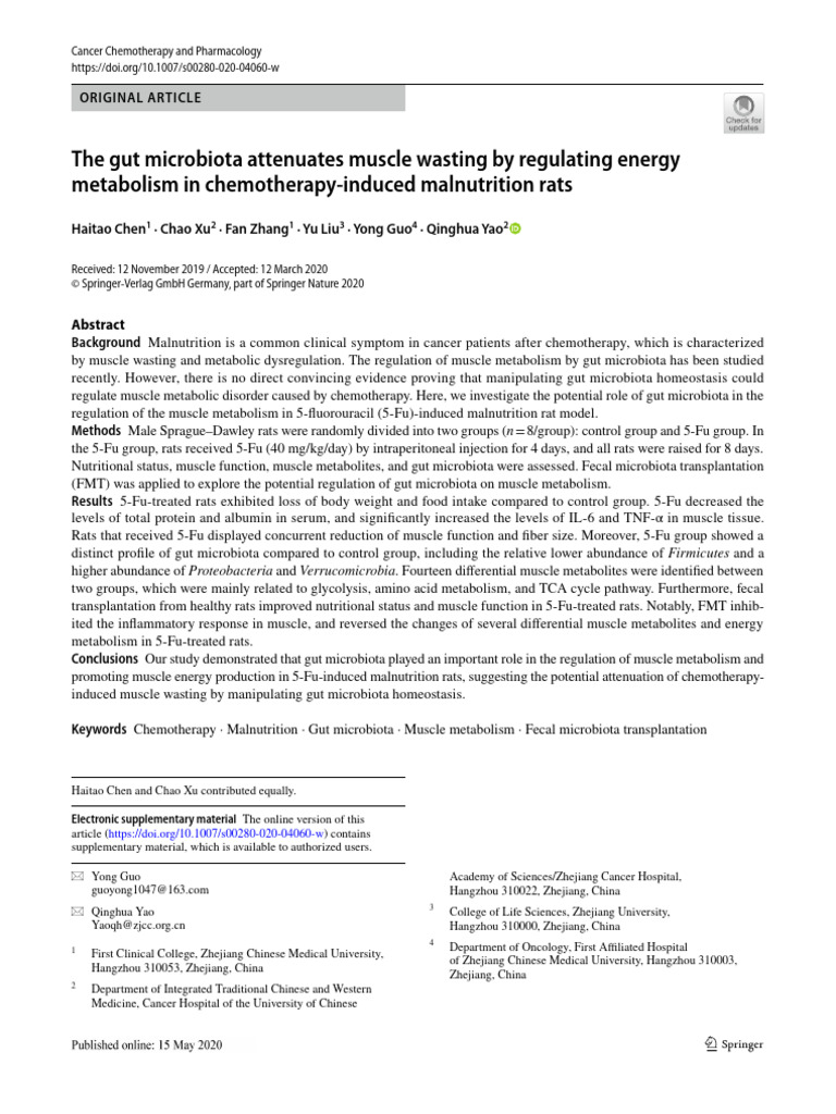 Gut Microbiota's Role in Muscle Wasting | PDF | Skeletal Muscle ...