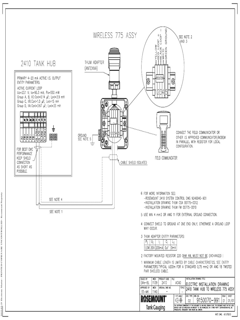 Drawing +2410+Tank+Hub+to+THUM+ +rosemount | PDF