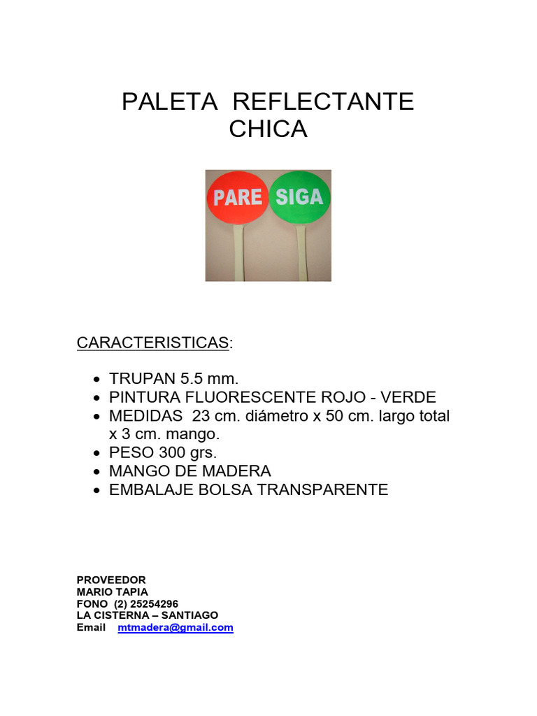 Ficha Tecnica Paleta | PDF