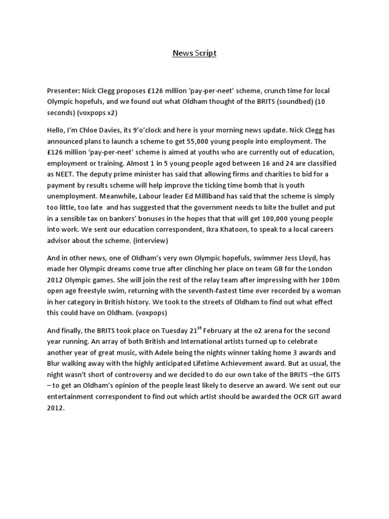 Official News Script | PDF