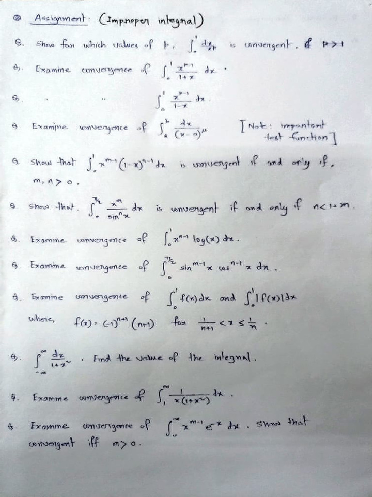 Improper Intergral Assignment | PDF