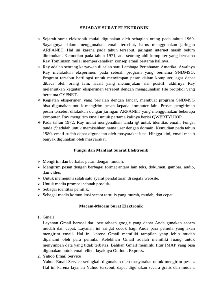 Sejarah dan Jenis Surat Elektronik | PDF