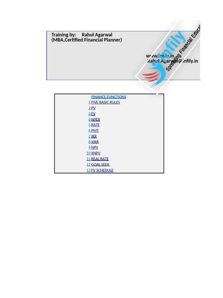 Basic TVM Functions On Excel | PDF | Net Present Value | Internal Rate Of Return