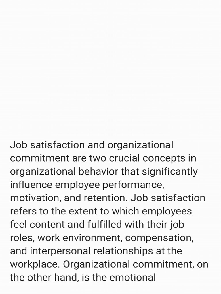 Relate Job Satisfaction To Organizational Commitment | PDF