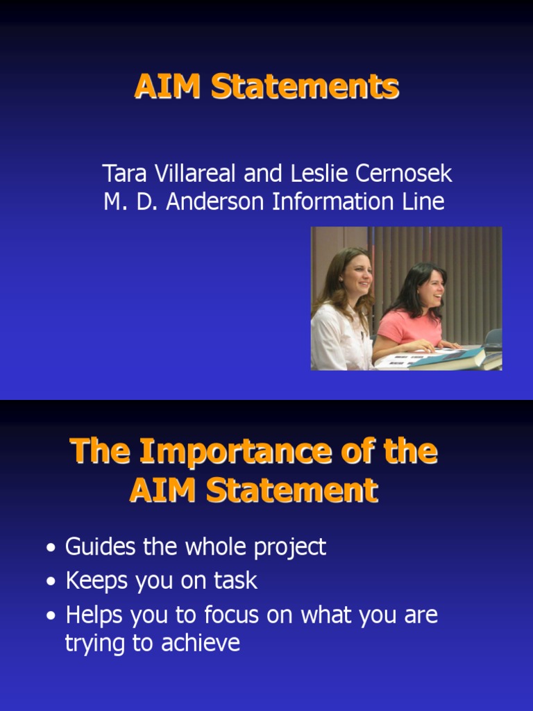 Essential AIM Statements for Project Success | PDF | Cognition | Business