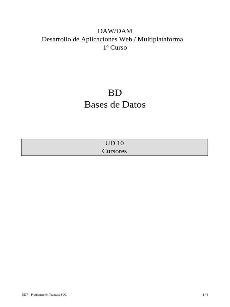 UD10 - Cursores | PDF | SQL | Paradigmas de programación