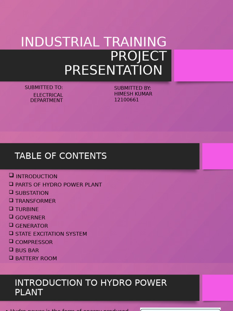 Industrial Training Project Presentation | PDF | Electric Generator ...