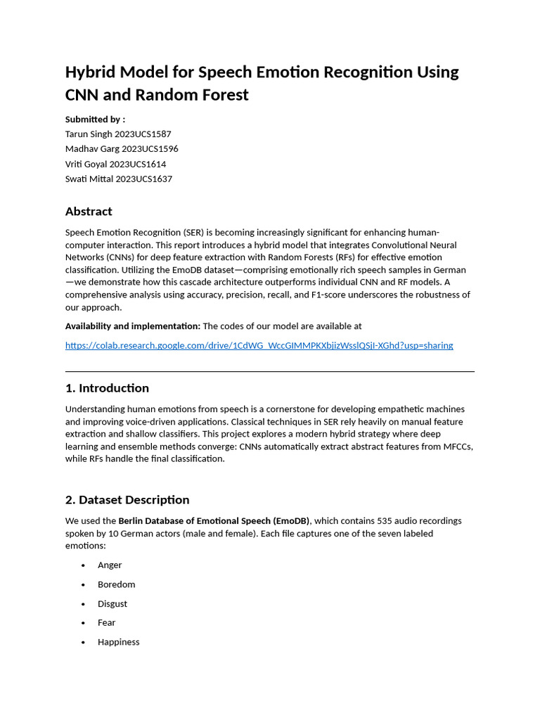 Group7-Speech Emotion Recognition | PDF | Artificial Intelligence | Intelligence (AI) & Semantics