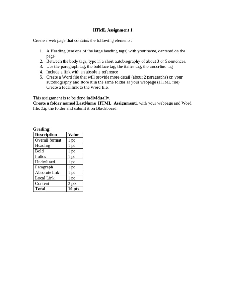 HTML Assignment 1 | PDF