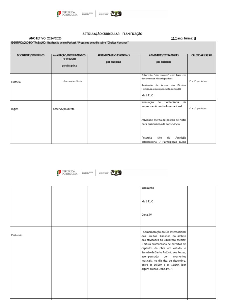 Planif - Flex 11º H - 2024-2025 | PDF