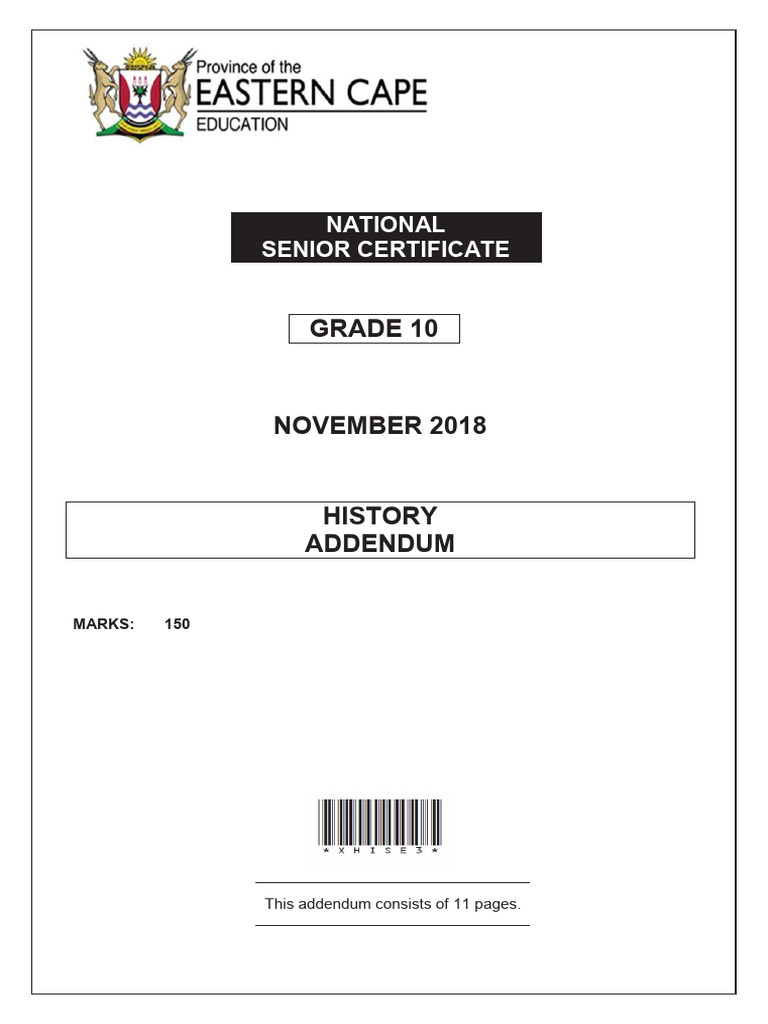 History Addendum Gr10 Nov2018 - Eng D | PDF | Zulu Kingdom