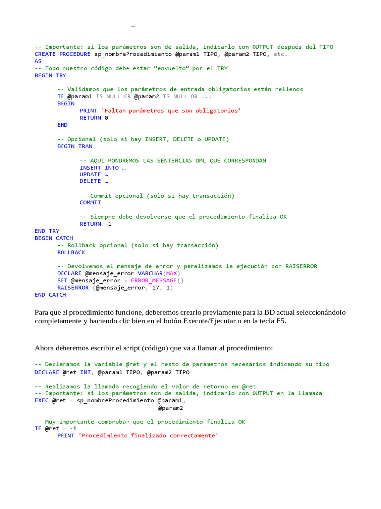 UD8 - Estructura Procedimientos Almacenados | PDF