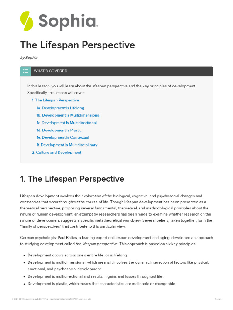 The Lifespan Perspective | PDF | Interdisciplinarity | Adolescence