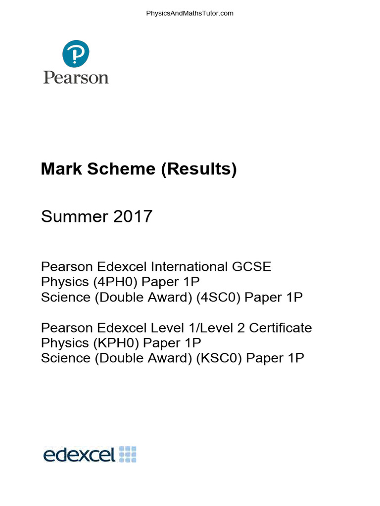 downloadPhysicsGCSEPast PapersEdexcel IGCSEPaper 1June20201720MS20 ...