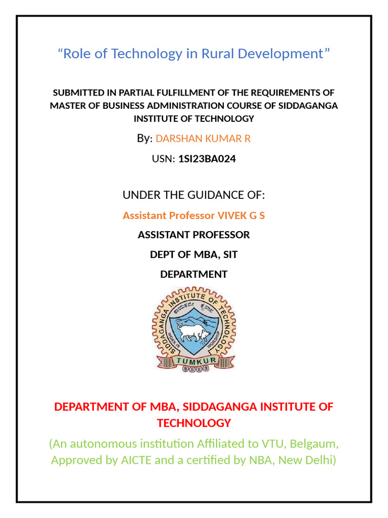 Role of Technology in Rural Development | PDF | Qualifications | Academia